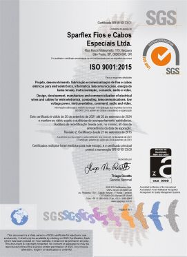 Certificado | Sparflex Fios e Cabos Especiais